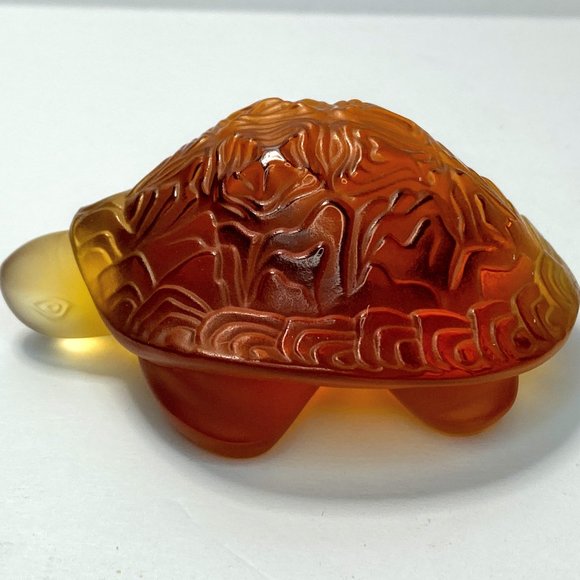Lalique | Other | Lalique Caretta Turtle Amber Crystal Figurines ...